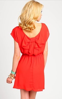 Watermelon Red Bow Back Womens Chiffon Tank Top Dresses in XS S M L XL XXL Size