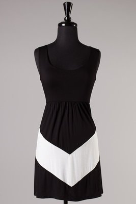 Colorful Round Neck Casual Womens Dresses / Ladies Chevron Print Dresses