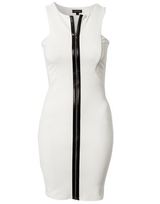 Elegant Ladies Sleeveless midi length bodycon dresses with Zip Front