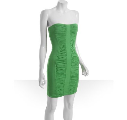 Ruched Stretch Strapless Long Party Dresses Women with Open Back , Green