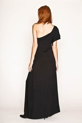 Black Chic One Shoulder Wedding Hostess Dresses in XS , S ,M , L , XL , XXL Size
