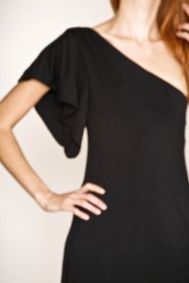 Black Chic One Shoulder Wedding Hostess Dresses in XS , S ,M , L , XL , XXL Size