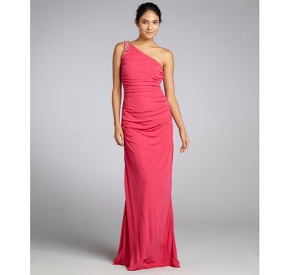 Customized Jersey Embellished Womens Formal Dresses One Shoulder in Pink