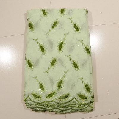 Green Embroidered African Lace Fabrics , For Garment