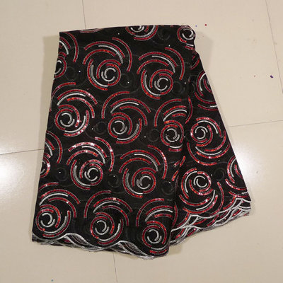 Black Red White African Lace Fabrics , Evening Dress
