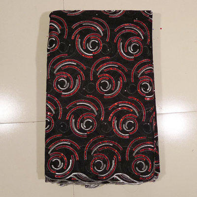 Black Red White African Lace Fabrics , Evening Dress