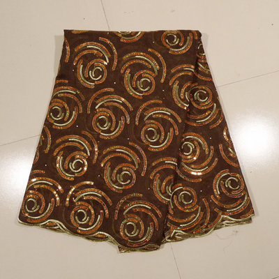 Coffee Peach African Lace Fabrics For Grande Toilette
