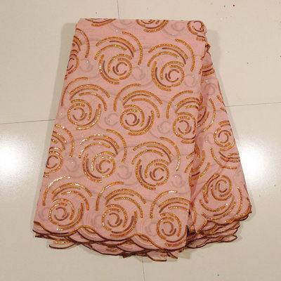 Coffee Peach African Lace Fabrics For Grande Toilette