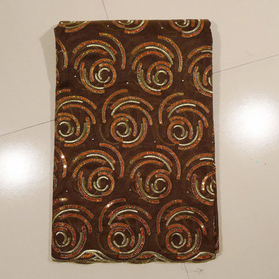 Coffee Peach African Lace Fabrics For Grande Toilette