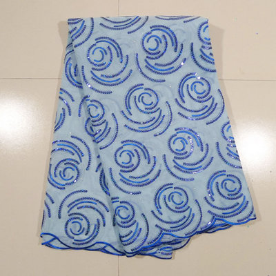 Blue Tunji Net African Lace Fabrics , Indoor Ornament