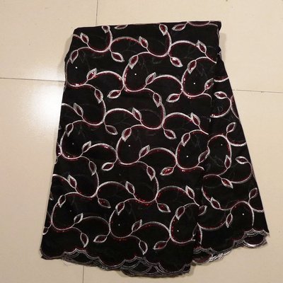 BLACK + RED + Silver African Lace Fabrics , Underwear