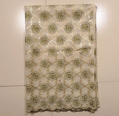 Beige Net African Lace Fabrics , Fancy Grande Toilette