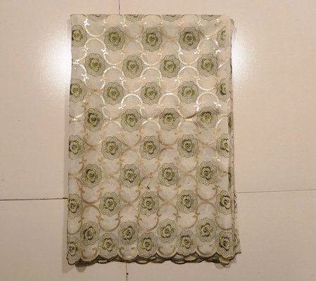 Beige Net African Lace Fabrics , Fancy Grande Toilette