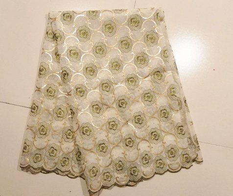 Beige Net African Lace Fabrics , Fancy Grande Toilette