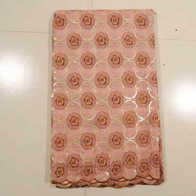 Beige Net African Lace Fabrics , Fancy Grande Toilette