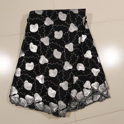 Ladies Bra African Lace Fabrics , Black Purple