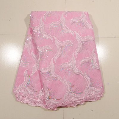 Evening Dress African Lace Fabrics , Pink Beige