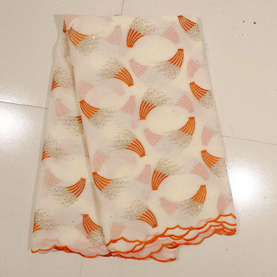 Lingerie African Lace Fabrics , Beige Green Orange
