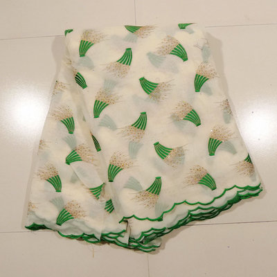 Lingerie African Lace Fabrics , Beige Green Orange