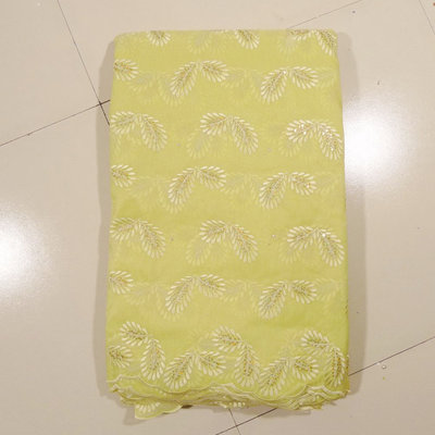 Party Dress African Lace Fabrics , Green Yellow