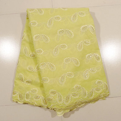 Party Dress African Lace Fabrics , Green Yellow