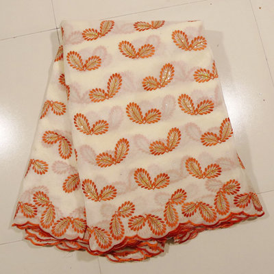 Handicraft Article African Lace Fabrics , Beige Orange