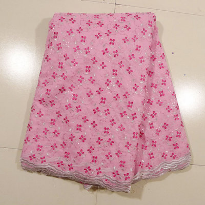 Fresh Garment African Lace Fabrics , Pink Grey Tunji + net