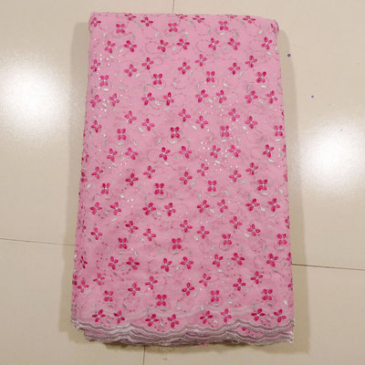 Fresh Garment African Lace Fabrics , Pink Grey Tunji + net