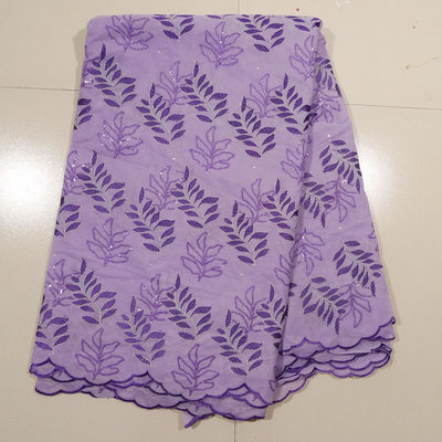 Purple Embroidered African Lace Fabric For Evening Dresses