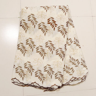 Beautiful Tunji Net Bridal African Lace Fabrics , Beige
