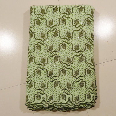 Home Textile African Lace Fabrics , Purple Green
