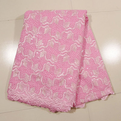 Pink Ladies Clothing African Lace Fabric ,130 -135cm Width