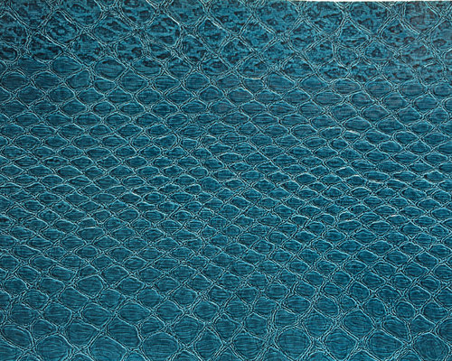 Blue Faux Leather Fabric For Handbags , Women Bag Faux Alligator Leather Fabric