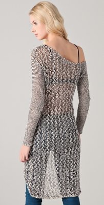 Long Asymmetrical Sheer See Through Womens Knitted Sweaters With Long Sleeve