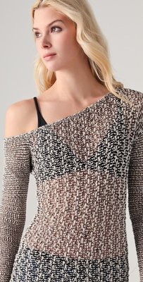 Long Asymmetrical Sheer See Through Womens Knitted Sweaters With Long Sleeve