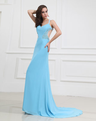 Sexy Backless Evening Party Dresses , long cross back prom dress
