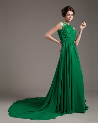unique Sleeveless girls Evening Party Dresses / prom dresses with long trains