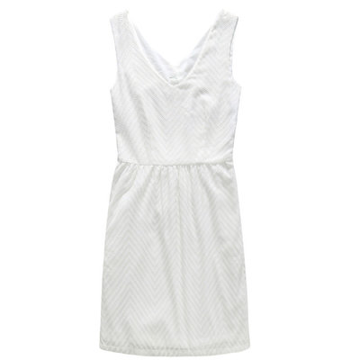 Cotton white female Sleeveless deep v neckline dress for party , prom