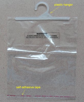 Small Clear PP Poly Bags With Hangers For Apparel / Clothing / Dress