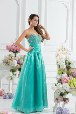 Vintage Sweetheart A Line Hunter Womens Party Dresses , Long Organza Evening Dresses