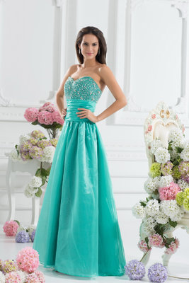 Vintage Sweetheart A Line Hunter Womens Party Dresses , Long Organza Evening Dresses