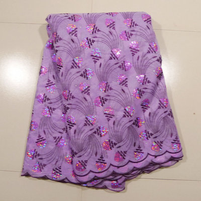 Home Textile African Embroidery Lace Fabric , PINK / LIALIC / White