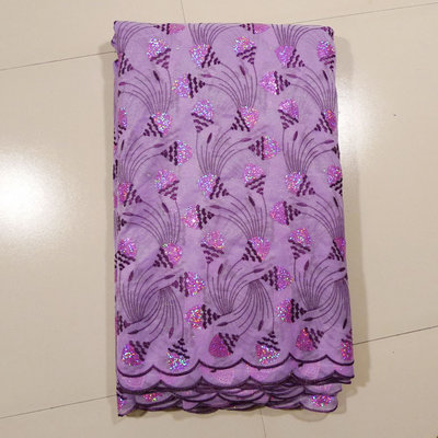 Home Textile African Embroidery Lace Fabric , PINK / LIALIC / White