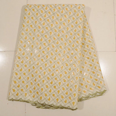 Beige African Embroidery Lace Fabric , 2.5 - 3.5kgs Weight for grande toilette