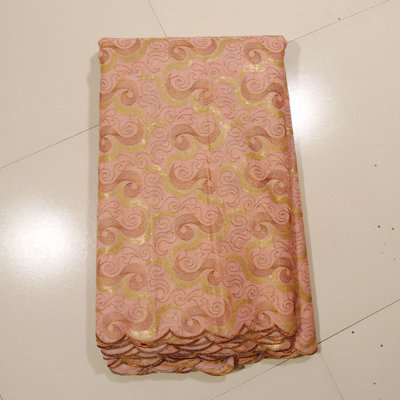 African Embroidery Peach Lace Fabric