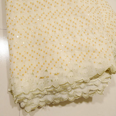 African Embroidery Beige Lace Fabric