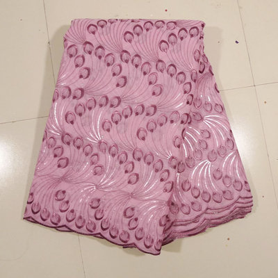 Purple Pink African Embroidery Lace Fabric , Cocktail Dress