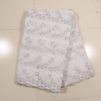 Blue White African Embroidery Lace Fabric For Lingerie