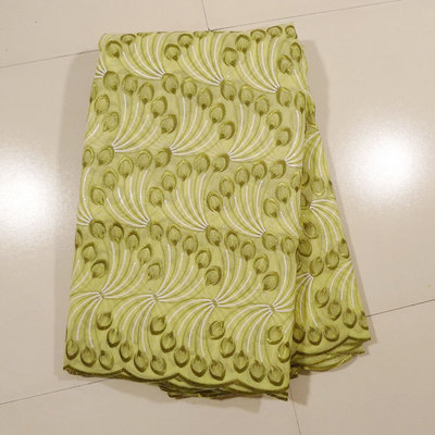 Wedding Gown African Embroidery Lace Fabric , Green