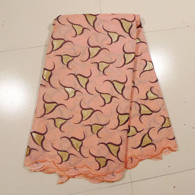 Pink African Embroidery Lace Fabric For Evening Dresses